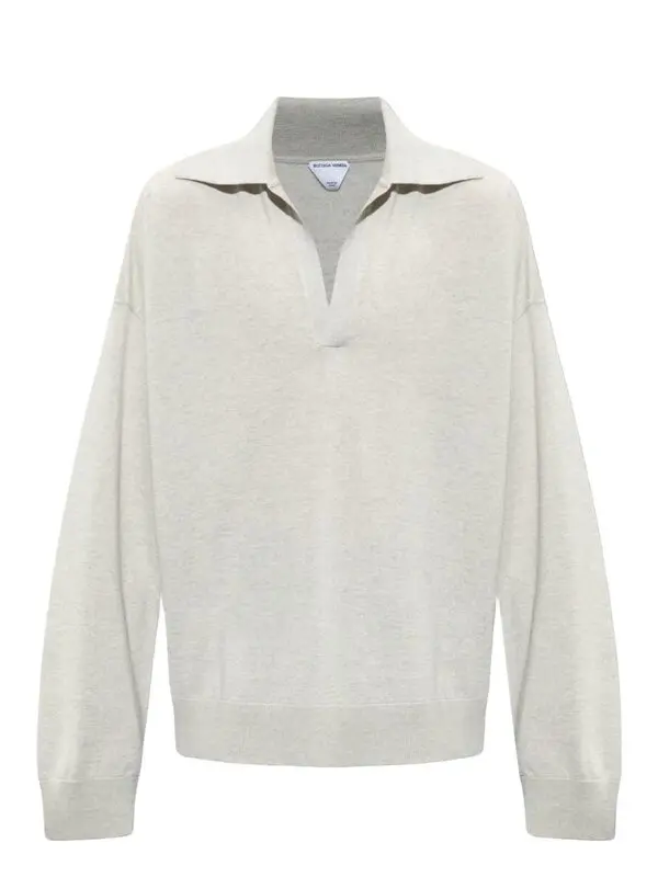 Bottega Veneta Bv Embroidered Knitted Polo Shirt - Gray