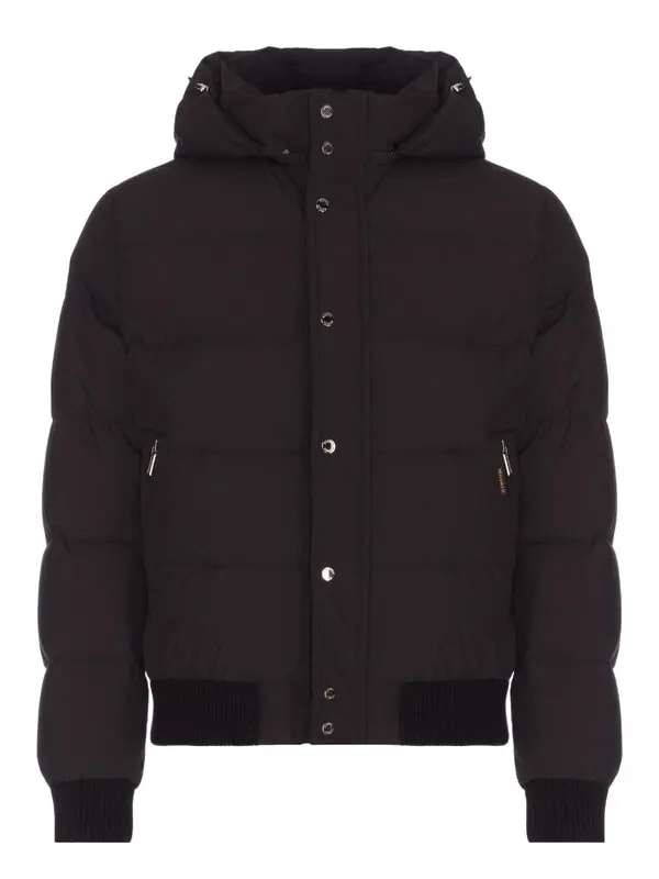 MOORER Hooded Quilted Bomber Jacket - Black