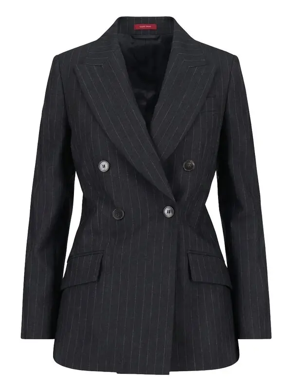 Gucci Double-breasted Striped Blazer - Black