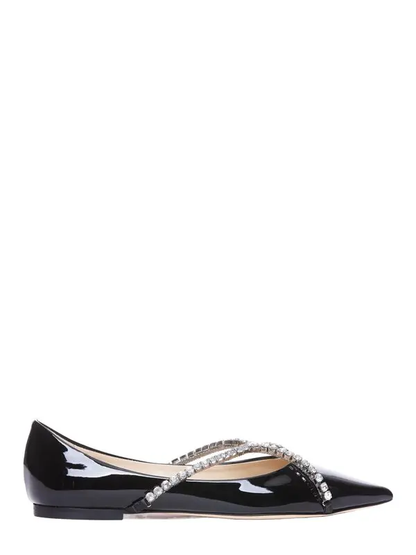 JIMMY CHOO Genevi Crystal-embellished Ballerina Flats - Black