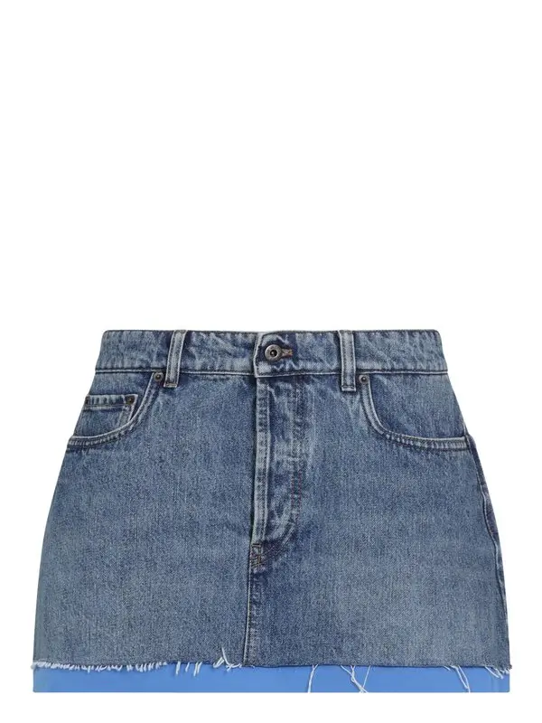 Miu Miu Denim And Poplin Skater Skirt - Blue