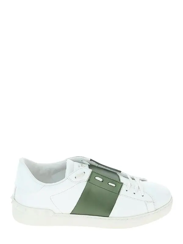 Valentino Garavani Open Leather Sneakers With Stud Detailing - White