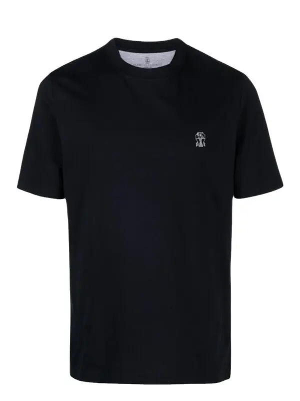 Brunello Cucinelli Logo Printed Crewneck T-shirt - Black