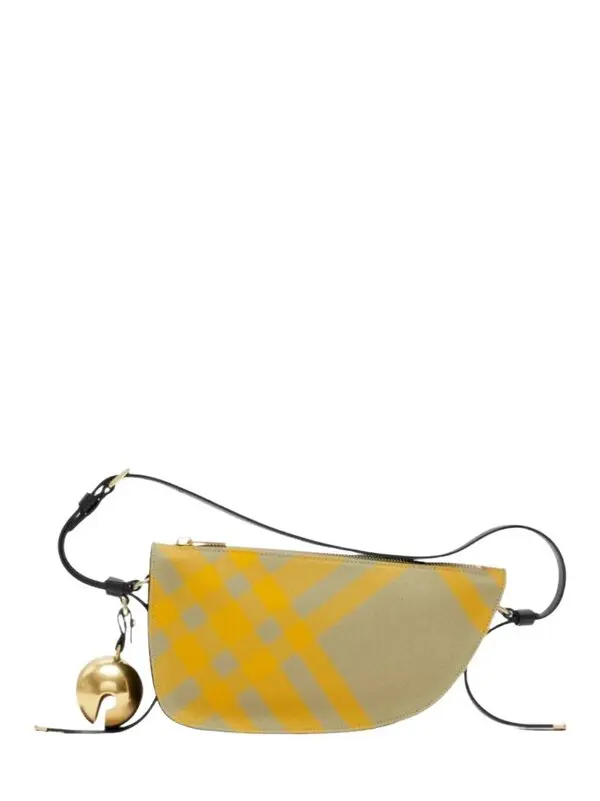 Burberry Sling Shield Check-pattern Zipped Shoulder Bag - Hunter Beige