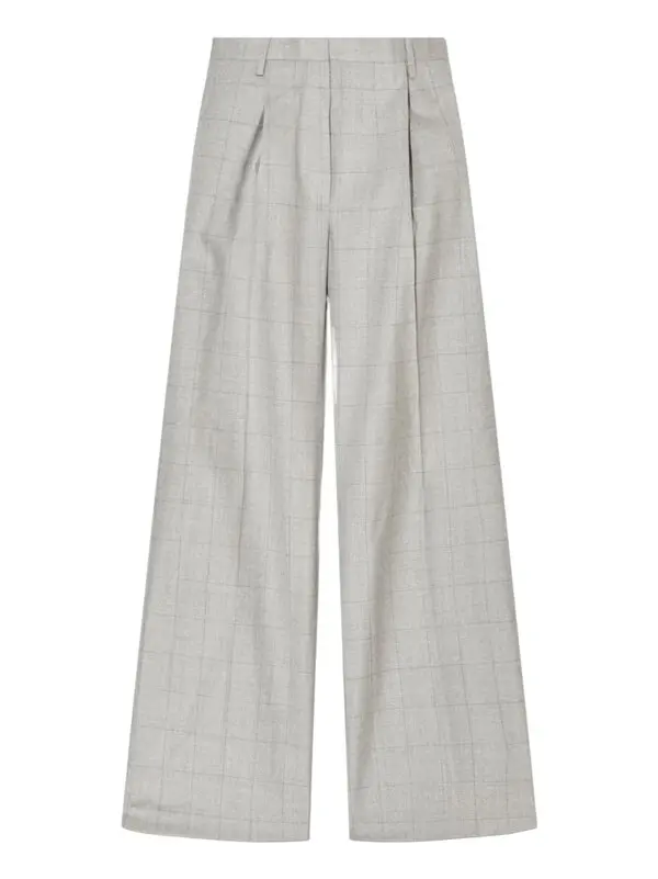 Dries Van Noten Plaid Pleated Trousers - Grey
