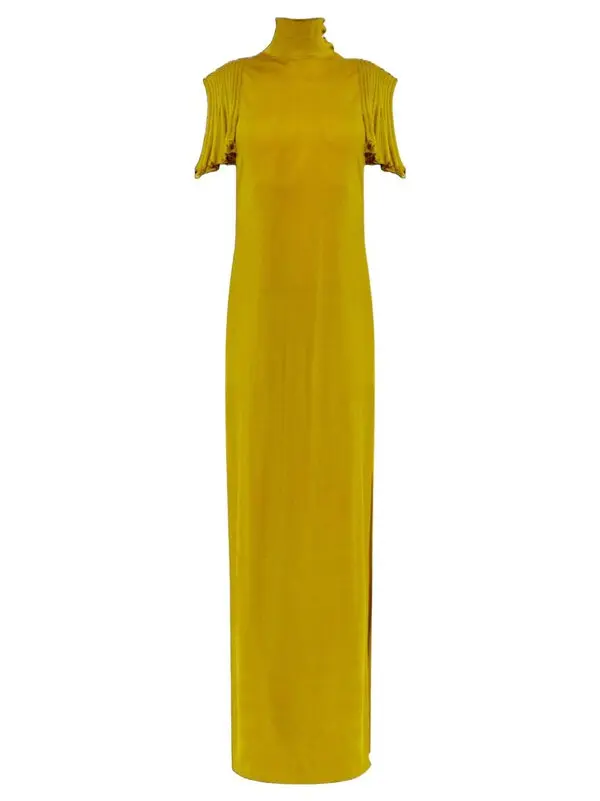 Alaïa Pleated Sleeve Maxi Dress - Brown