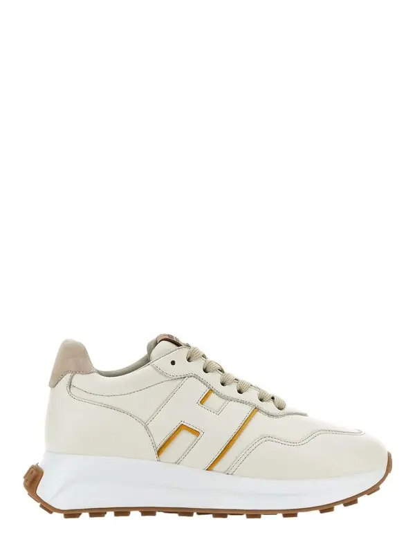 Hogan H641 Logo Patch Suede Sneakers - White
