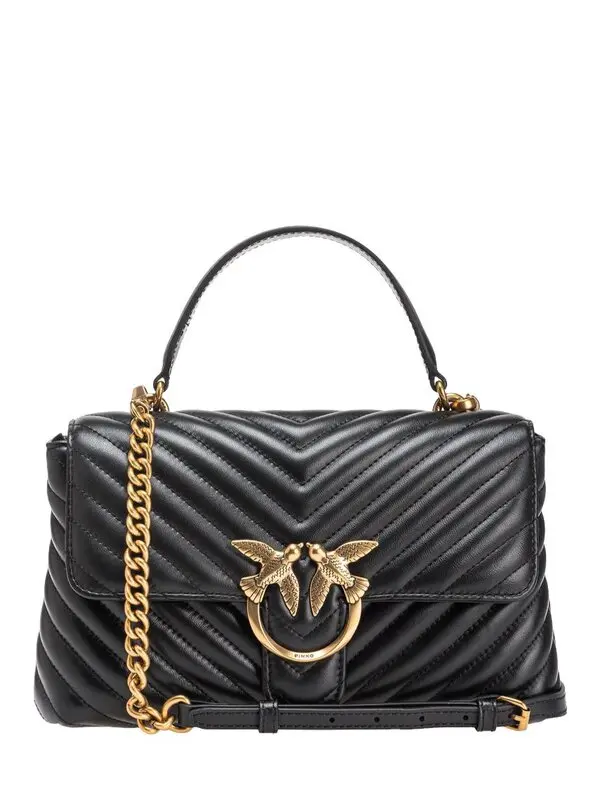 Pinko Chevron Logo Plaque Crossbody Bag - Black
