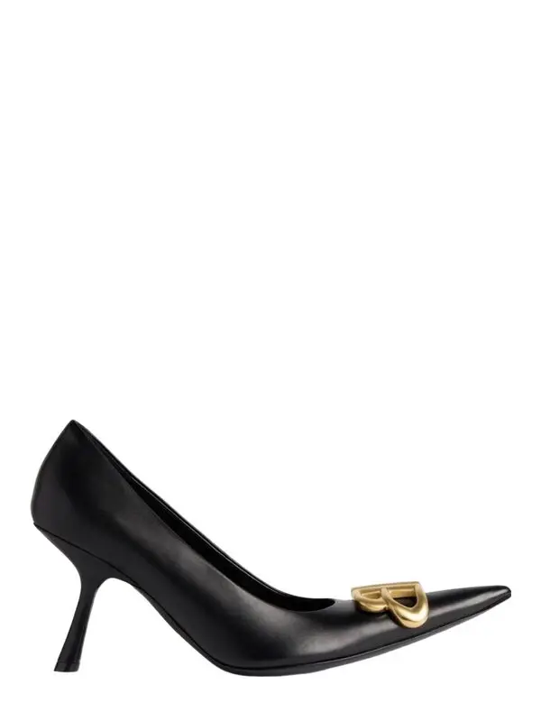Balenciaga Logo Plaque Pointed-toe Heels - Black