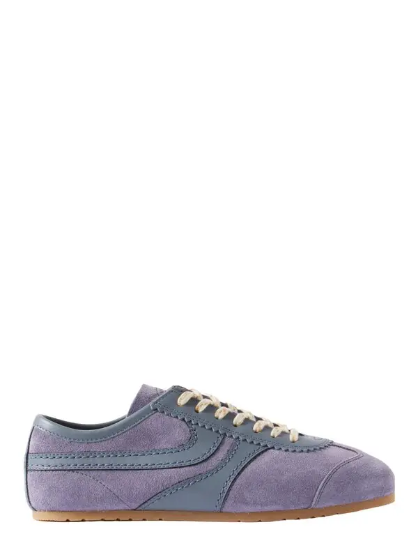 Dries Van Noten Suede Sneakers With Leather Trim - Blue