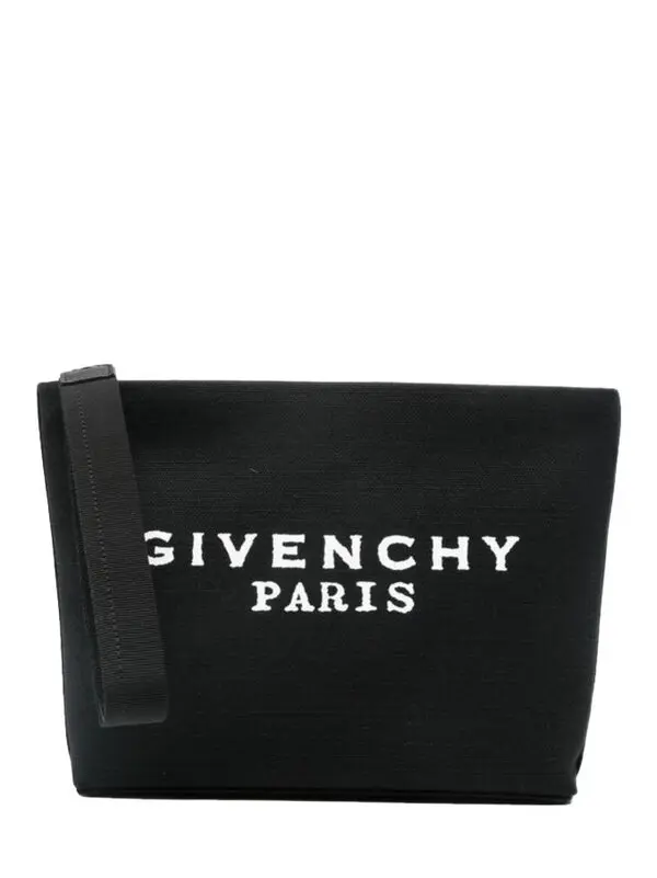 Givenchy Paris Signature Logo Zipped Pouch - Black