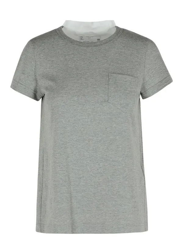 Sacai Poplin Jersey T-shirt - Grey