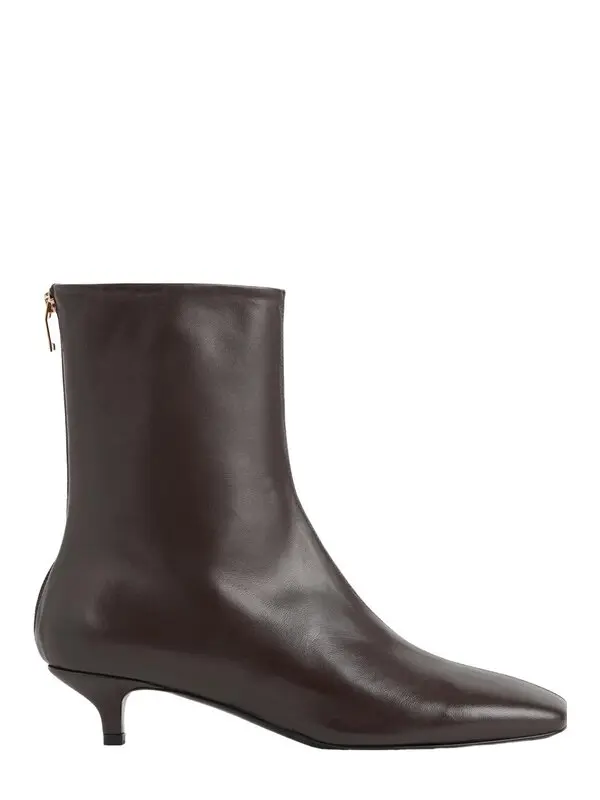 TOTEME Nappa Leather Ankle Boots With Kitten Heel - Brown