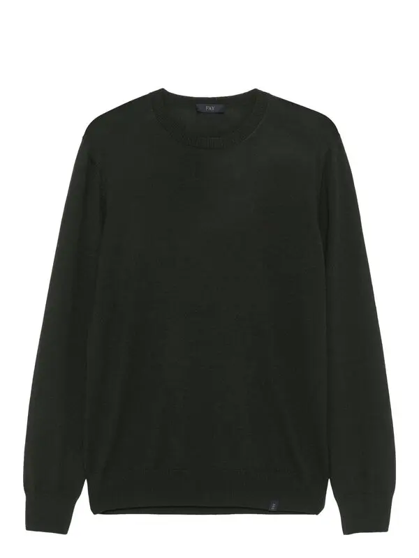 FAY Round Neck Wool Sweater - Dark Green