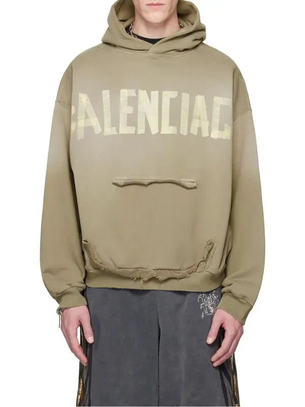 Balenciaga Distressed Logo Hoodie - Gray
