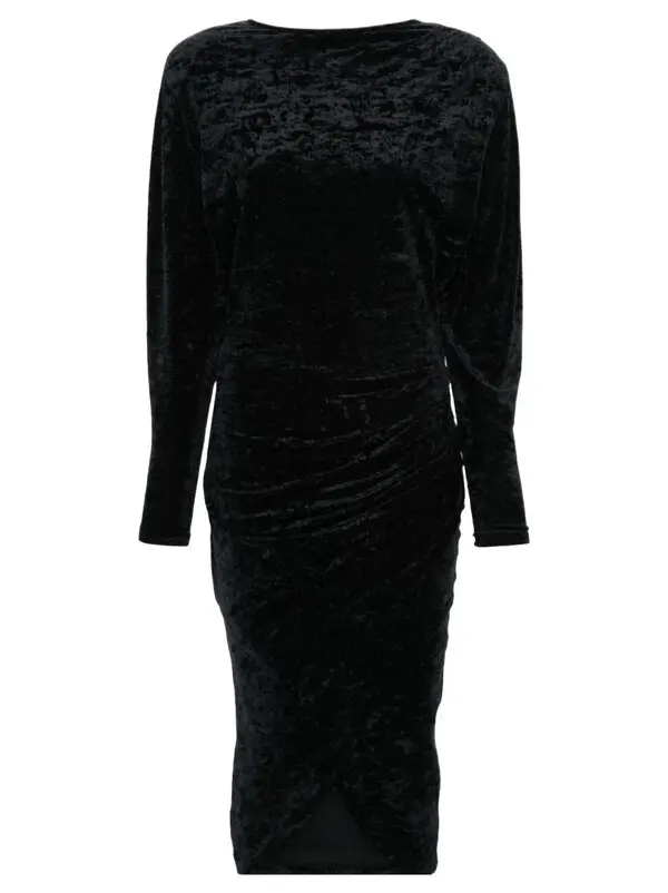 Isabel Marant Étoile Gathered Velvet Midi Dress - Black