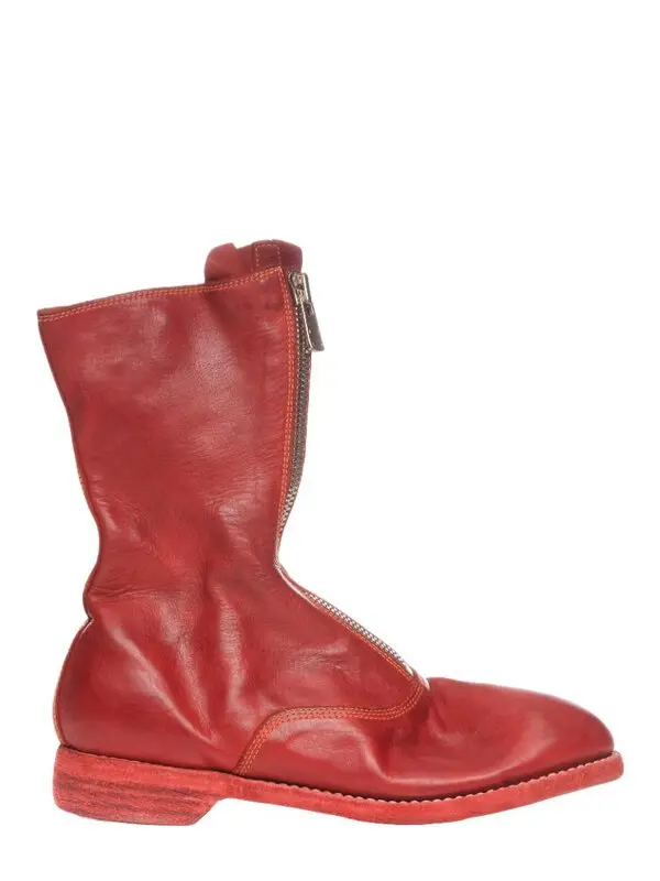 Guidi Logo Zipper Boots - Brown