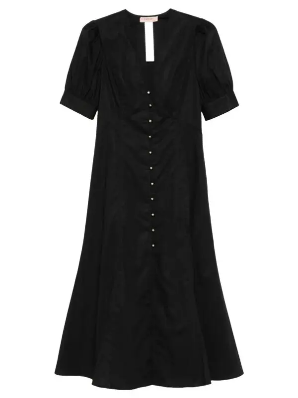 TWINSET Button-front Midi Dress With Pleated Hem - Black