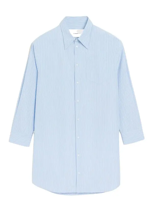 Ami De Coeur' Wide Shirt Dress - Cashmere Blue/white
