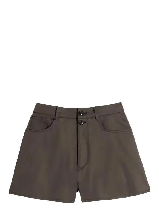 LEMAIRE Button Detail Cotton Twill Shorts - Ristretto