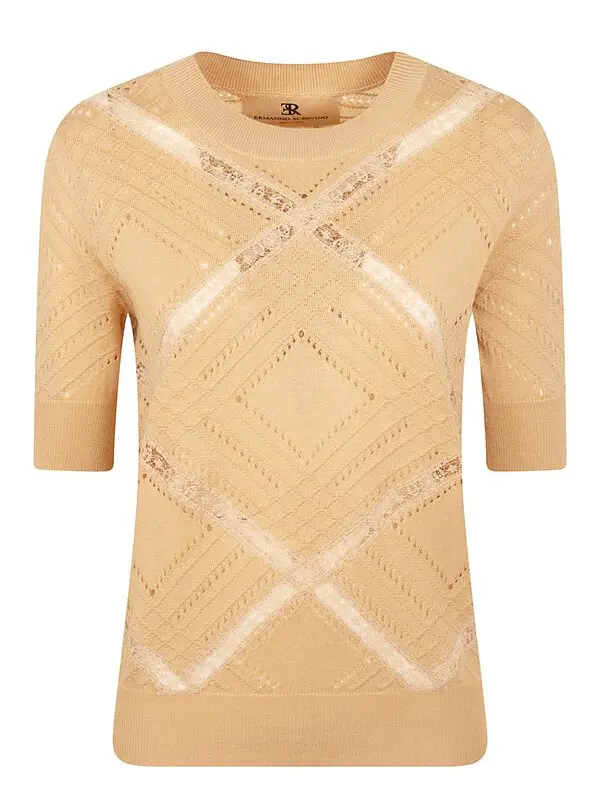 Ermanno Scervino Lace-trimmed Knitted Jumper - Nude