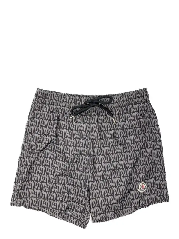 Moncler Monogram Printed Drawstring Swimming Shorts - Gray