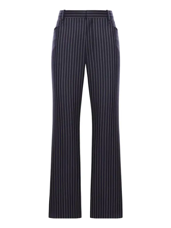 TOM FORD Tailored Pinstripe Wide Leg Pants - Black