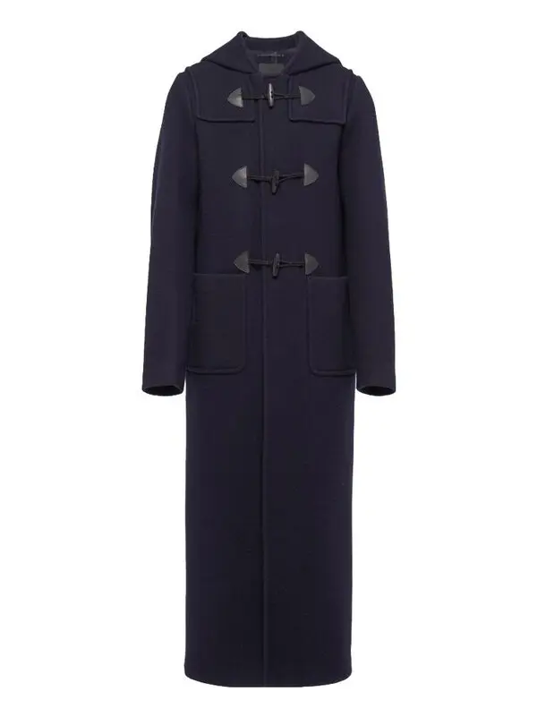 Prada Double-breasted Hooded Duffle Coat - Navy Blue