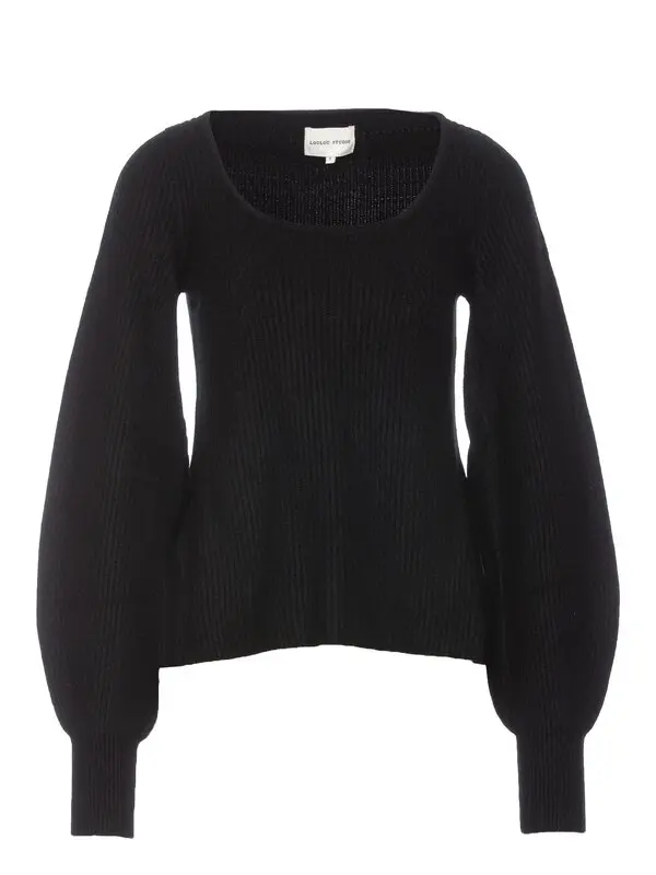 LOULOU STUDIO Hermus U-neck Long Sleeve Sweater - Black
