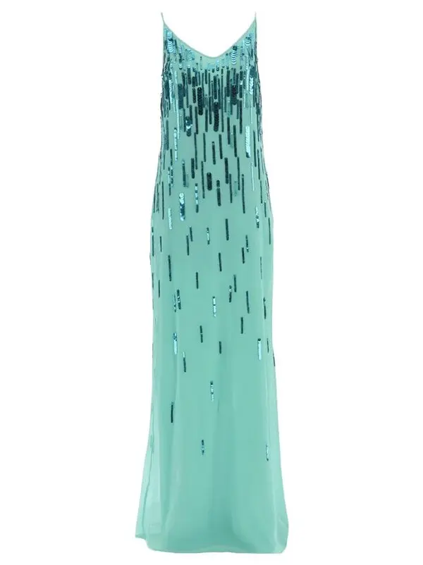 Amen Embellished V-neck Maxi Dress - Green