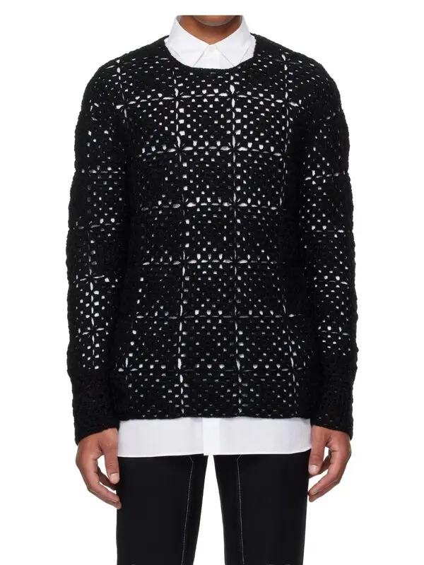 Comme Des Garçons Crochet Long Sleeve Sweater - Black