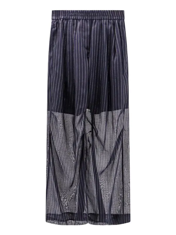 Brunello Cucinelli Pinstriped Wide Leg Trousers - Black