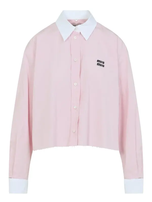 Miu Miu Poplin Shirt With Classic Collar - Pink