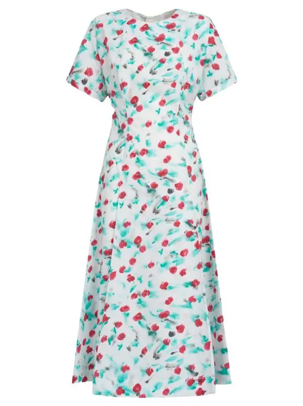 Marni Floral Print Midi Dress - White