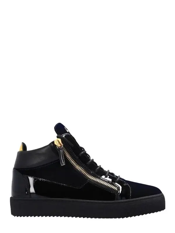 GIUSEPPE ZANOTTI Kriss High-top Lace-up Sneakers With Zippers - Black And Navy Blue