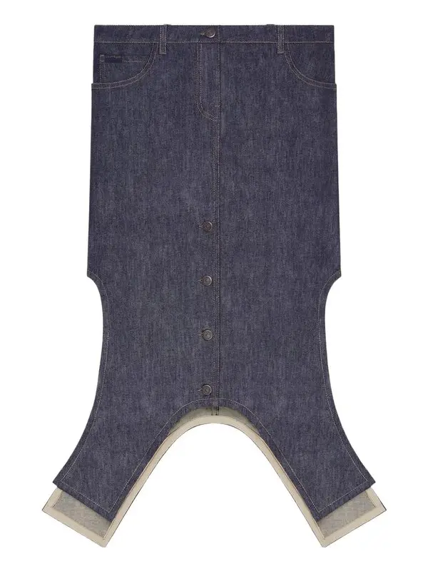 COURREGES Courrèges Asymmetrical Hem Denim Skirt - Dark Gray