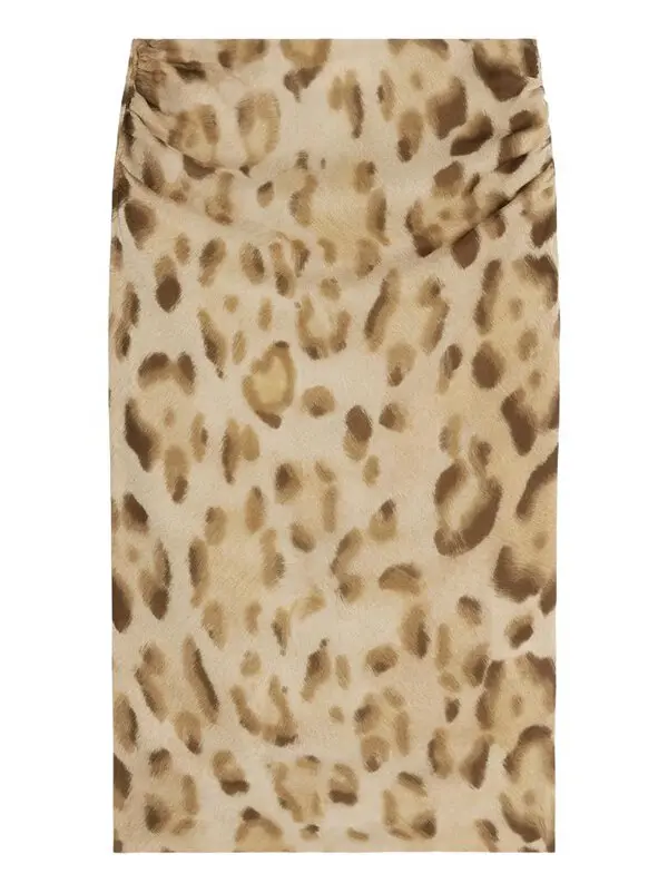 Celine Hobble Skirt In Muslin With Gathered Detail - Brown
