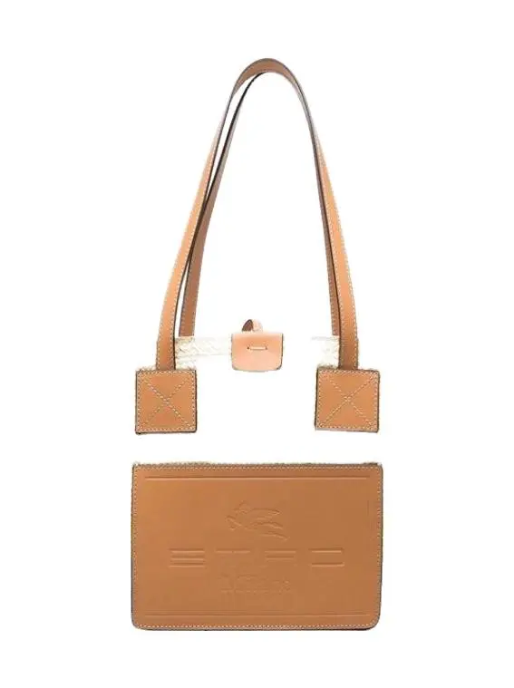 Etro Logo-patch Straw Tote Bag - Nude
