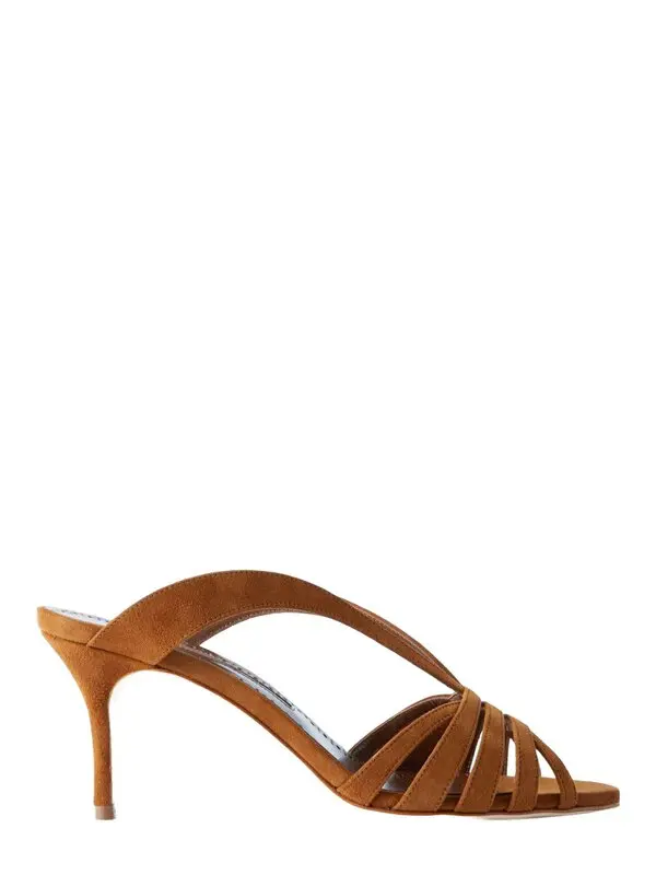 Manolo Blahnik Amaluna" Suede High-heeled Sandals - Brown