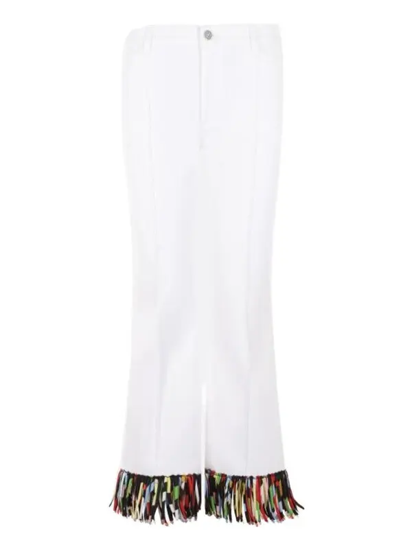Emilio Pucci Fringed Cropped Trousers - White