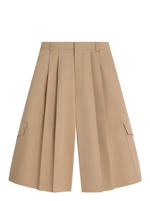 Celine Montauk Cargo Shorts In Cotton And Linen - Dark Beige