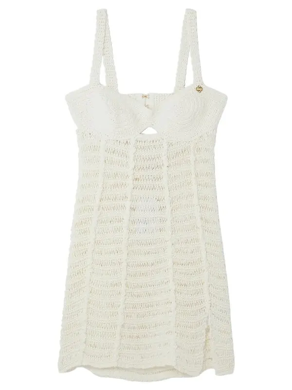 Casablanca Crochet Bustier Mini Dress - White