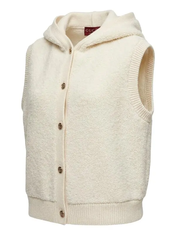 Gucci Button-up Hooded Vest - White