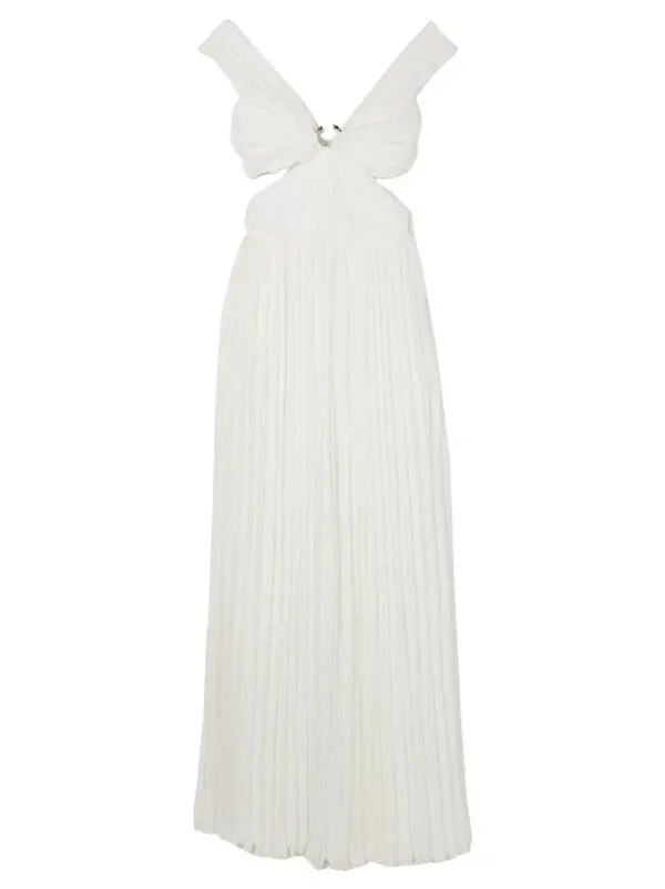 Chloé Pleated Silk Chiffon Maxi Dress - White