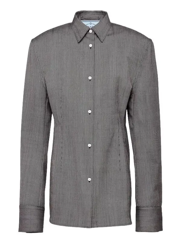 Prada Single-breasted Pinstripe Wool Jacket - Gray