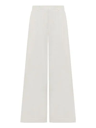 Palm Angels Wide Leg Pleated Trousers - White