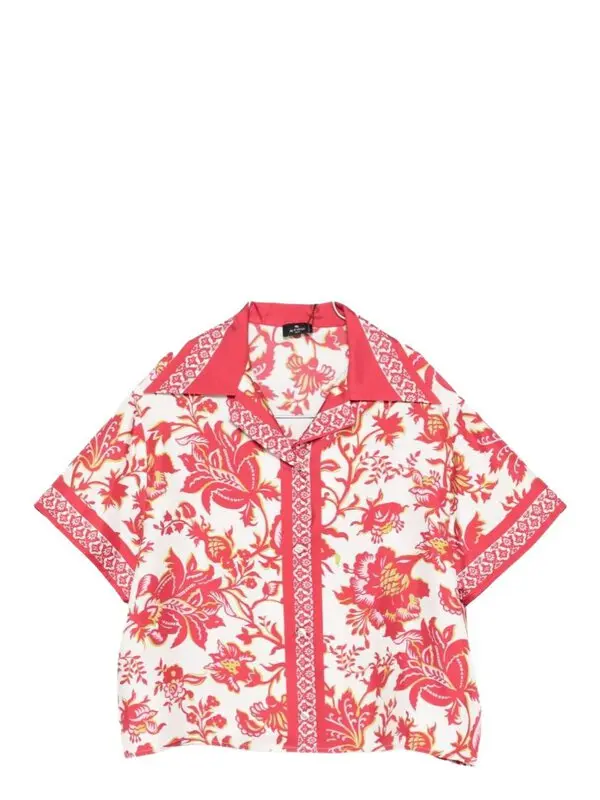 Etro Floral Print Short Sleeve Shirt - Red