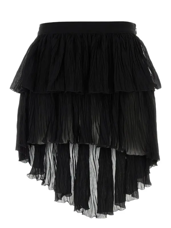 Blumarine Asymmetric Crinkled Mini Skirt - Black