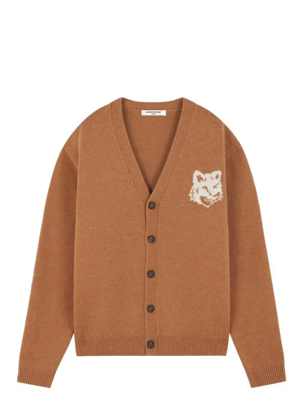 Maison Kitsuné Fox Head Intarsia Knit Cardigan - Sequoia
