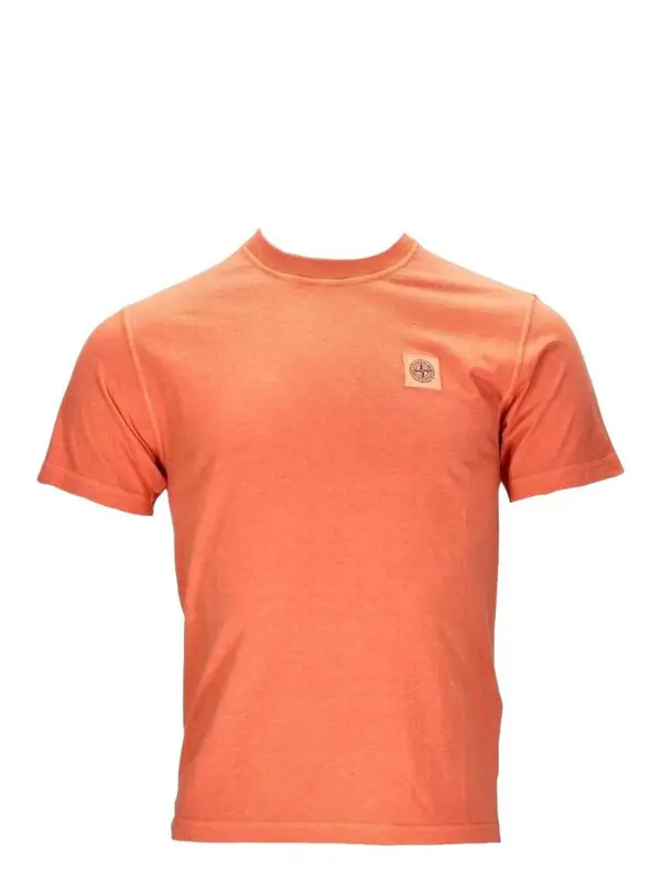Stone Island Logo Patch Crewneck T-shirt - Orange